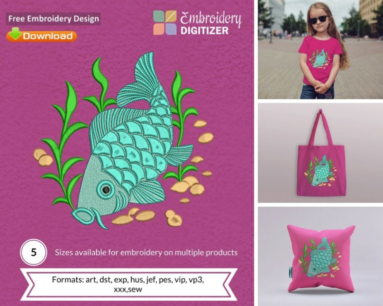 Fish Floral Embroidery Design - Free Embroidery Designs Downloads
