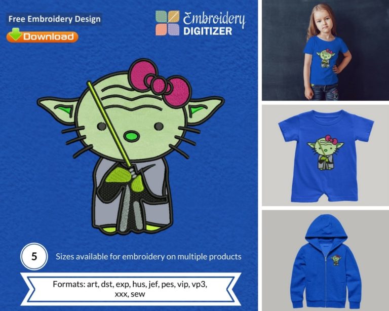 Yoda Hello Kitty Applique Embroidery Design - Free Embroidery Designs ...