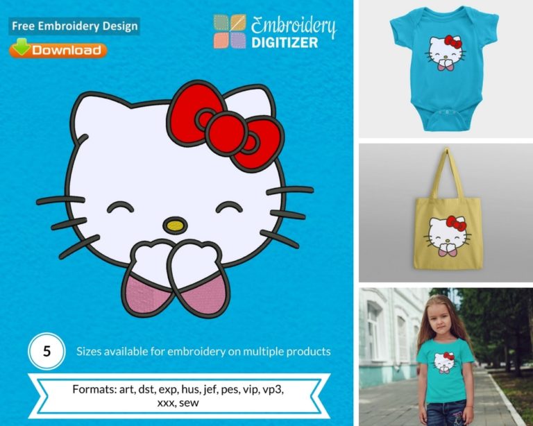 Hello Kitty Applique Embroidery Design - Free Embroidery Designs Downloads